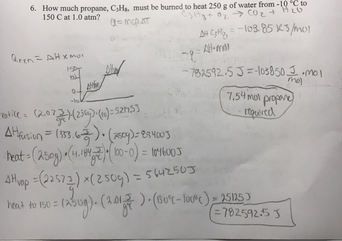 Solved How much propane, C_3H_8, must be burned to heat 250 | Chegg.com