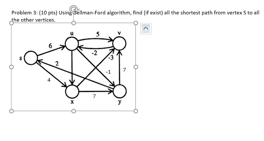 Problem 3 10 Pts Using Bellman Ford Algorithm