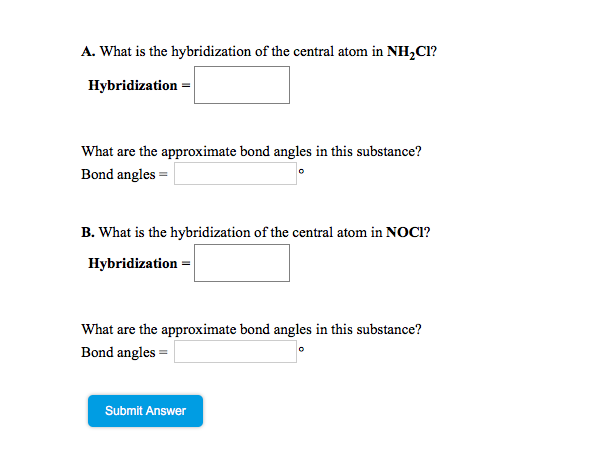 Solved A. What is the hybridization of the central atom in | Chegg.com