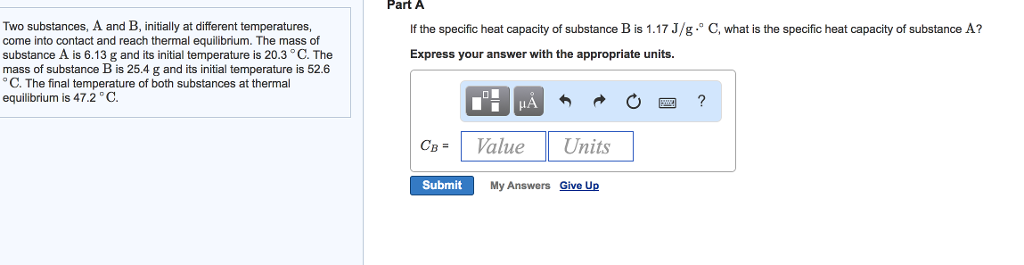 Solved Part A Two substances, A and B, initially at | Chegg.com