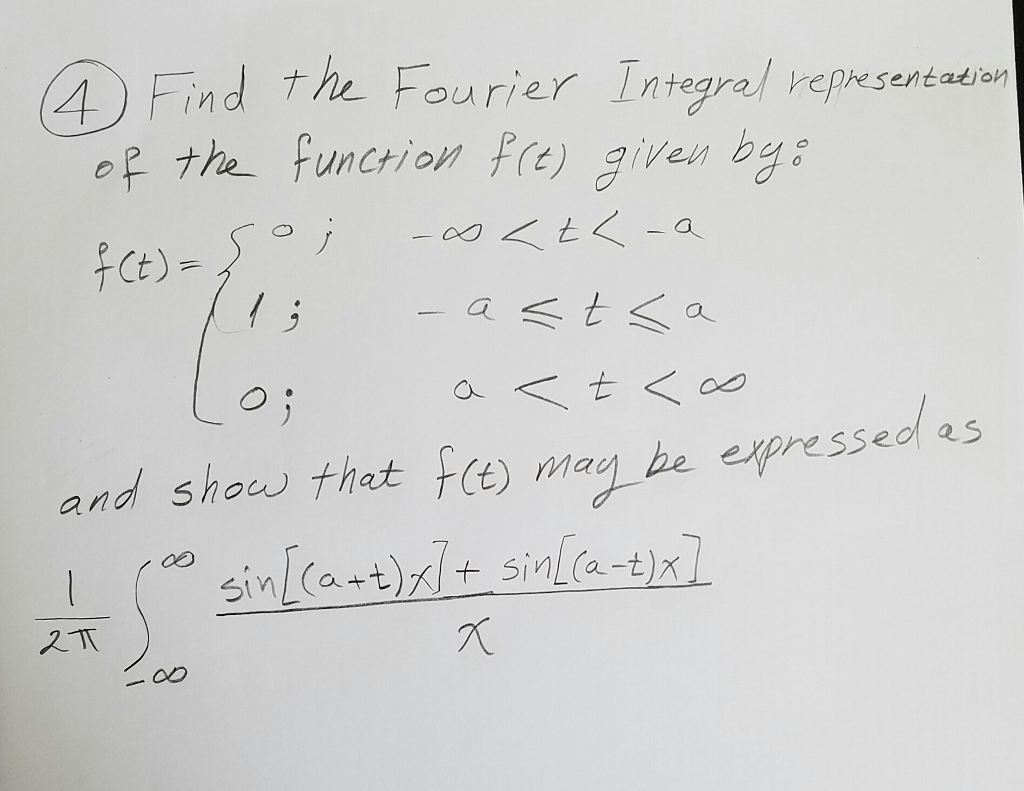 Solved Find the Fourier Integral representation of the | Chegg.com