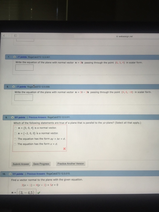 Solved Write the equation of the plane with normal vector n | Chegg.com