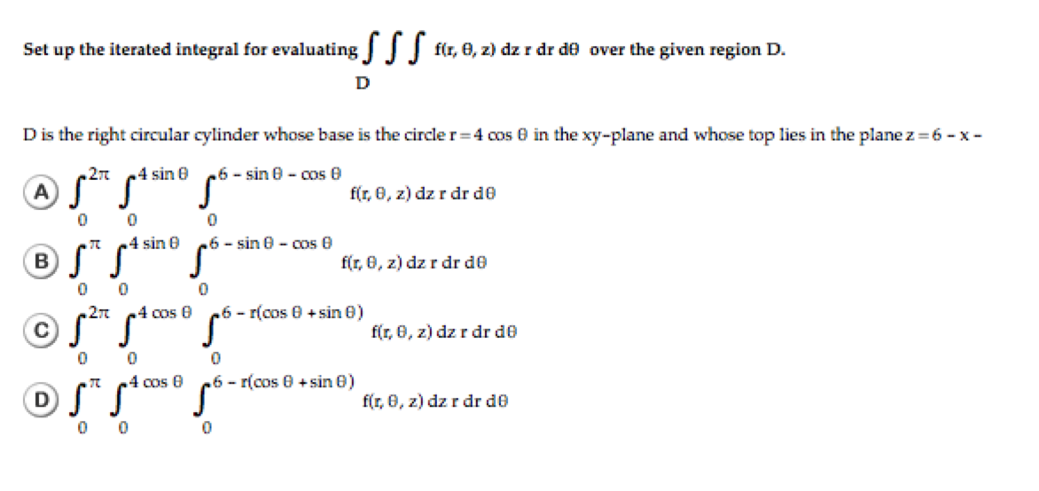 Solved Set up the iterated integral for evaluating | Chegg.com