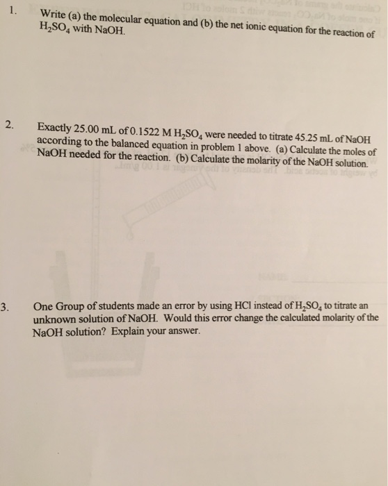 Solved 1. Write (a) the molecular equation and (b) the net | Chegg.com