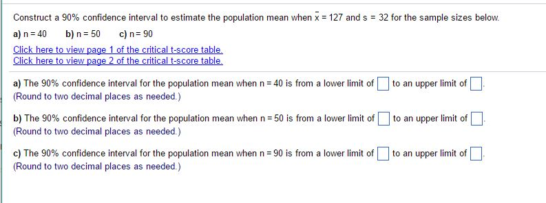 Solved Construct a 90% confidence interval to estimate the | Chegg.com