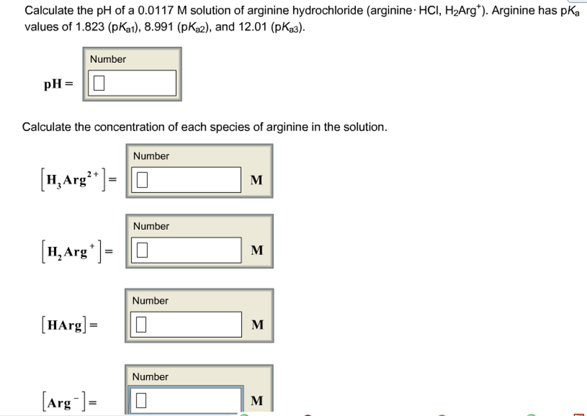 Solved Calculate the pH of a 0.0117 M solution of arginine | Chegg.com
