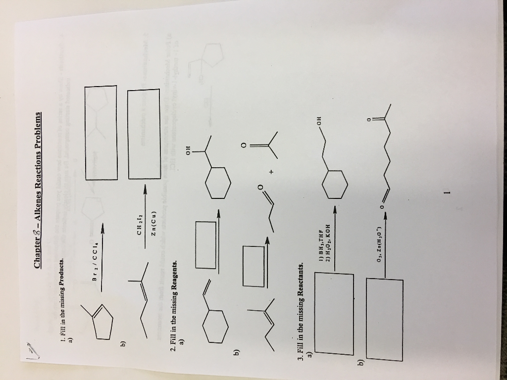 Solved Fill in the missing Products. Fill in the missing | Chegg.com