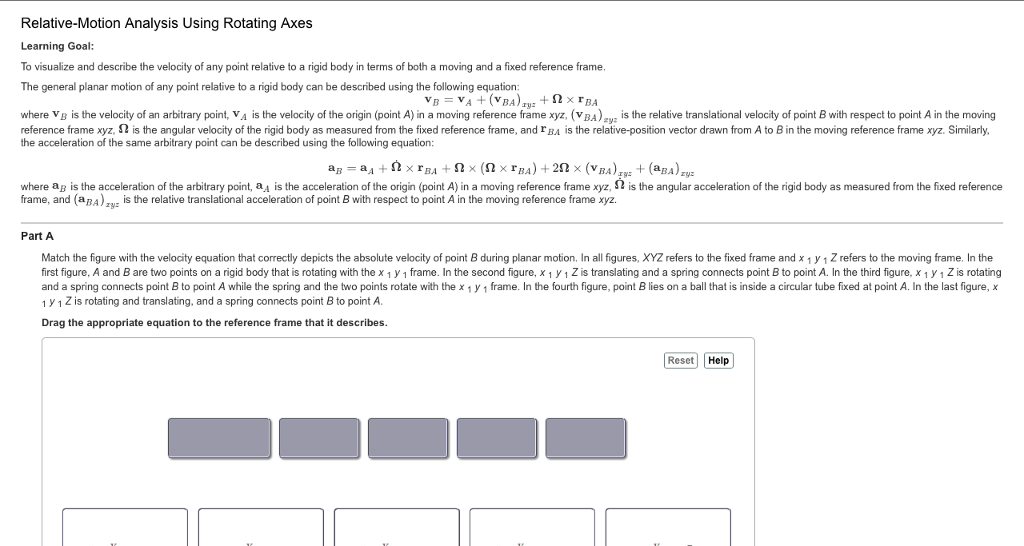 Solved Relative Motion Analysis Using Rotating Axes Learning