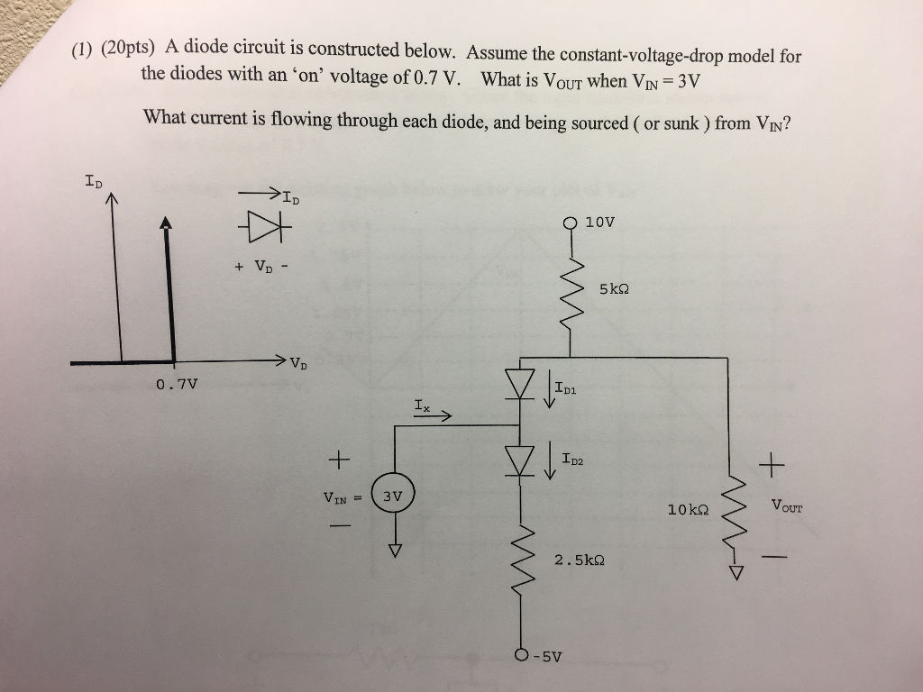 Solved A diode circuit is constructed below. Assume the | Chegg.com
