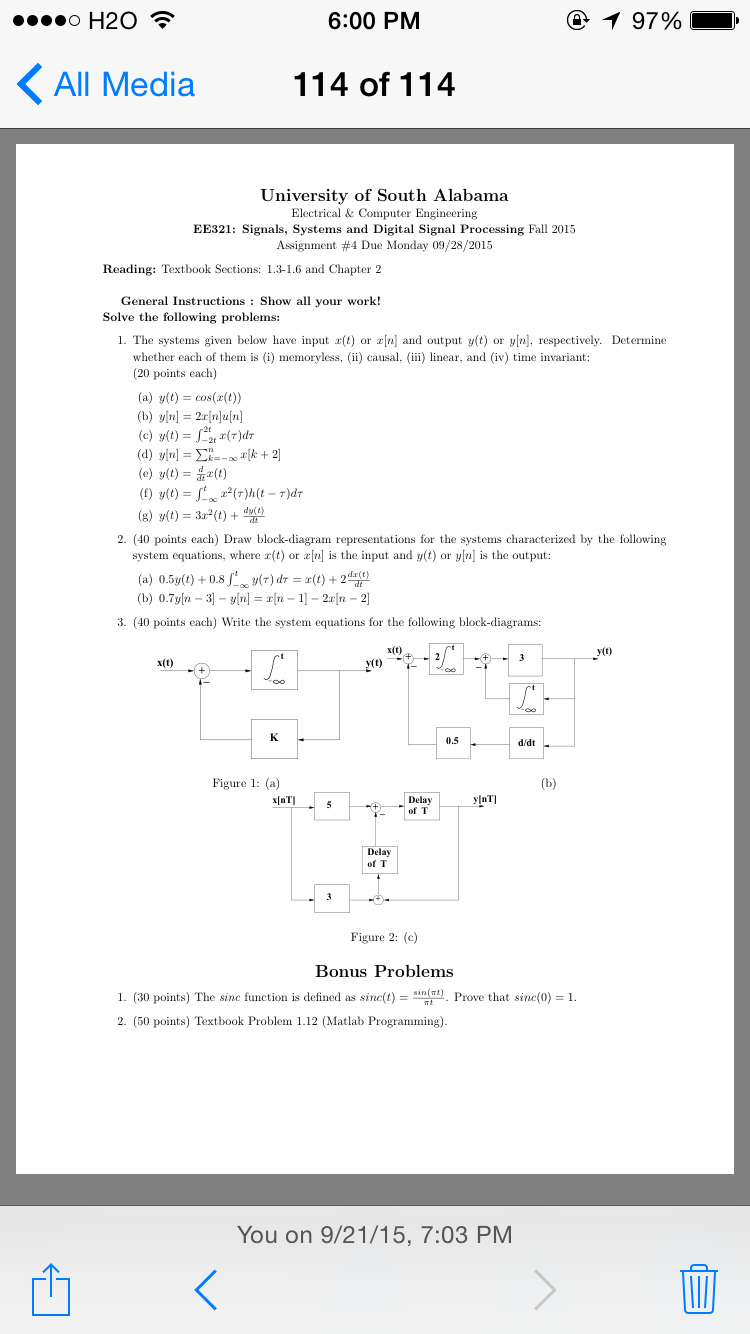 Solved The systems given below have input x(t) or x(n) and | Chegg.com