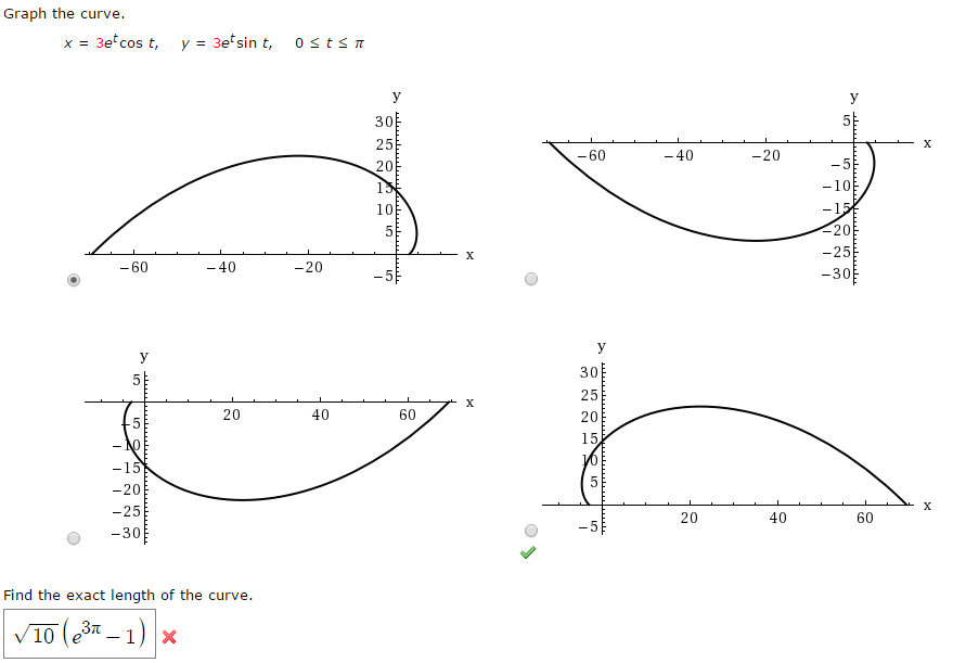 Solved Graph the curve. x = 3e^t cos t, y = 3e^t sin t, 0 | Chegg.com