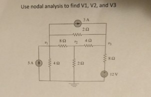 Solved Use nodal analysis to find V1, V2, and V3 3 A | Chegg.com
