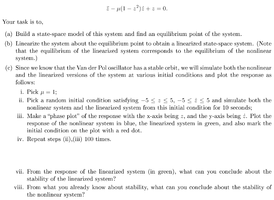 Solved Your task is to, (a) Build a state-space model of | Chegg.com