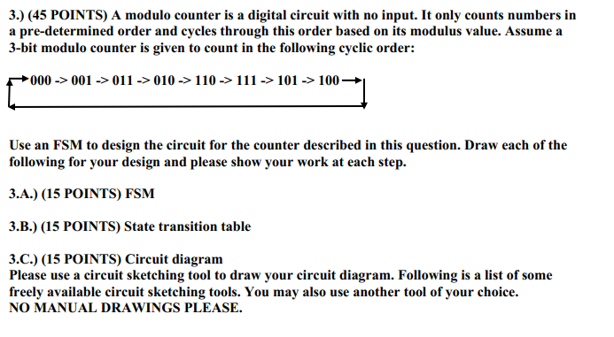 Solved 3.) (45 POINTS) A modulo counter is a digital circuit | Chegg.com