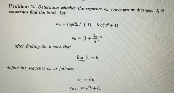Solved Problem 2. Determine whether the sequence on | Chegg.com
