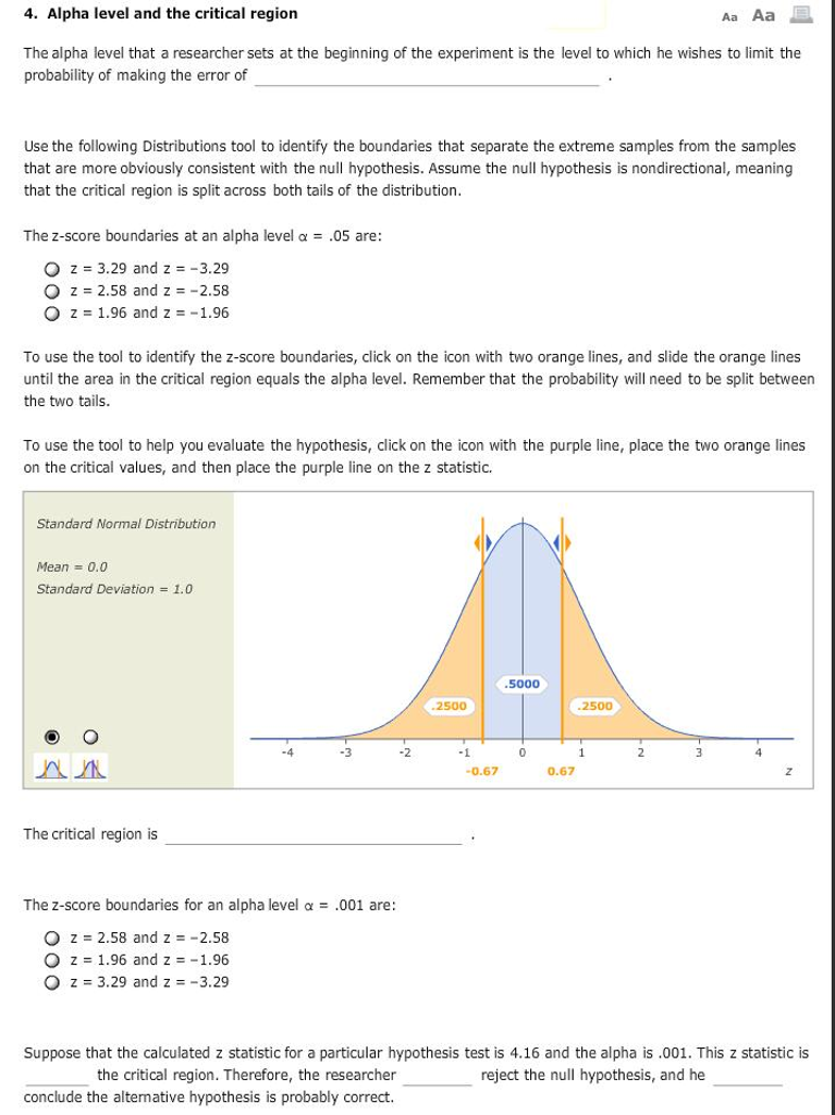 Solved The alpha level that a researcher sets at the | Chegg.com