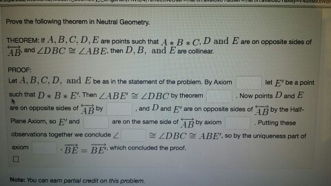 Solved Prove the following theorem in Neutral Geometry | Chegg.com