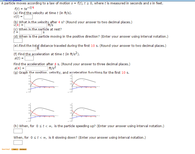 Solved A particle moves according to a law of motion s = | Chegg.com