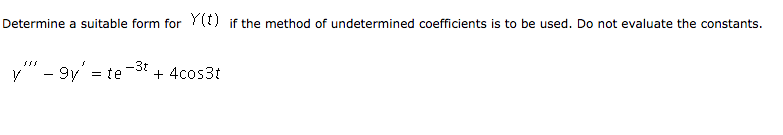Solved Determine a suitable form for Y(t) if the method of | Chegg.com