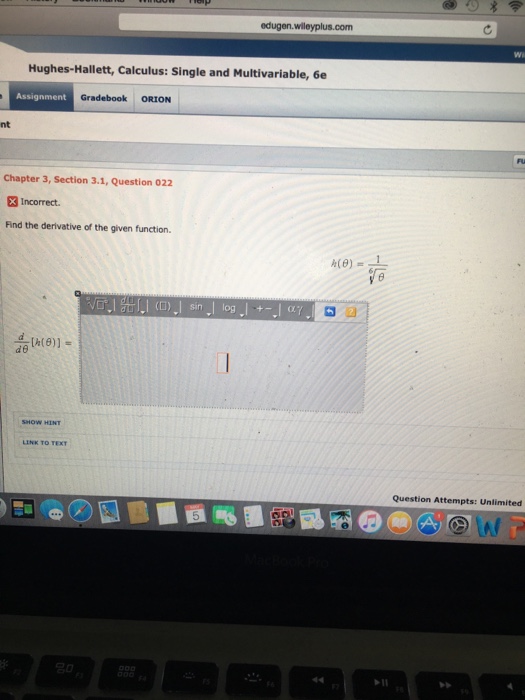 Solved Find the derivatives of the given function. h(theta | Chegg.com