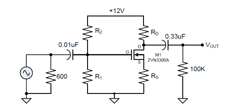 Solved Calculate values of R1, R2, RS, and RD in the circuit | Chegg.com