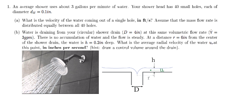 Solved 1. An average shower uses about 3 gallons per minute | Chegg.com