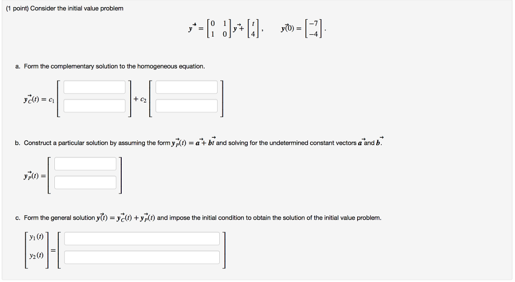 Solved 1 point) Consider the initial value problem -7 y + | Chegg.com
