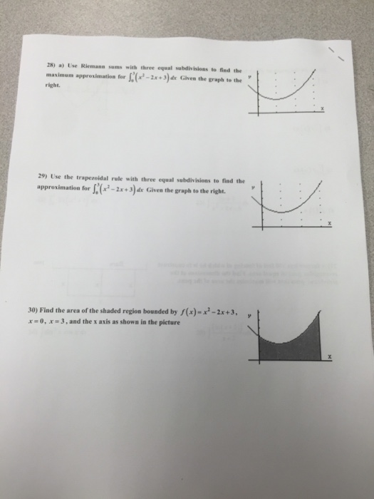Solved Use Riemann sums with three equal subdivisions to | Chegg.com
