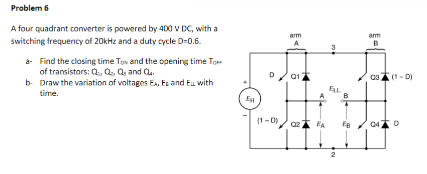 Solved A four quadrant converter is powered by 400 V DC, | Chegg.com