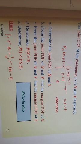Solved The joint CDF of the continuous r.v's X and Yis given | Chegg.com