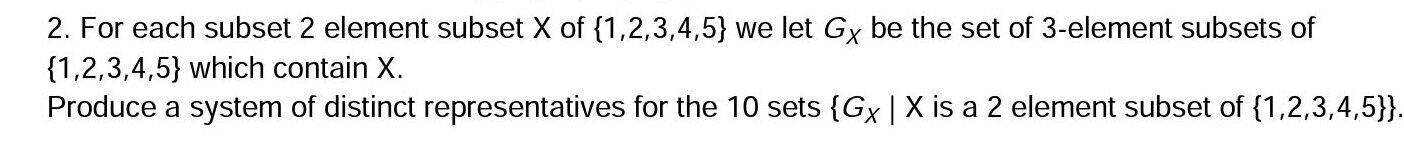 Solved 2. For each subset 2 element subset X of {1 ,2,3,4,5} | Chegg.com