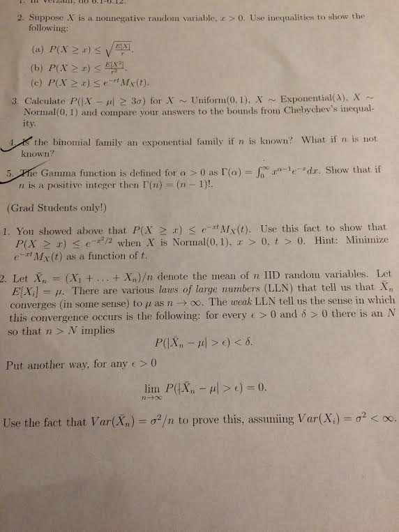 Solved 2 Suppose X Is A Nonnegative Random Variable X 0