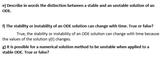 Solved e) Describe in words the distinction between a stable | Chegg.com