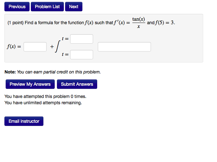 Solved Previous Problem List Next (1 point) Find a formula | Chegg.com