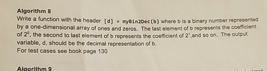 Solved Algorithm 8 Write a function with the header [d] | Chegg.com