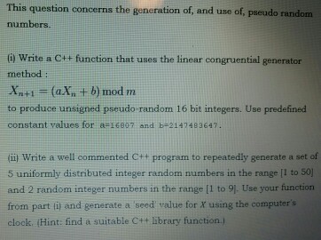 Solved This question concerns the generation of, and use of, | Chegg.com