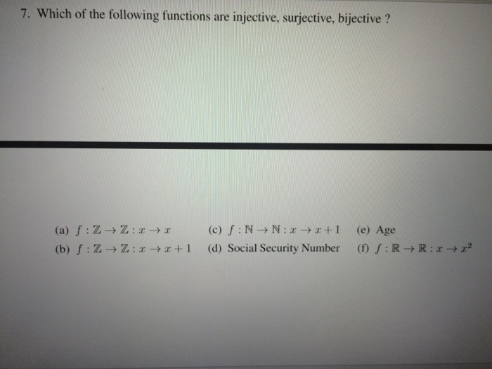 Solved Which of the following functions are injective, | Chegg.com