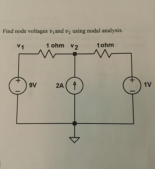 Solved ind node voltages v1and v2 using nodal analysis. 2A V | Chegg.com