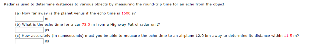Solved Radar is used to determine distances to various | Chegg.com