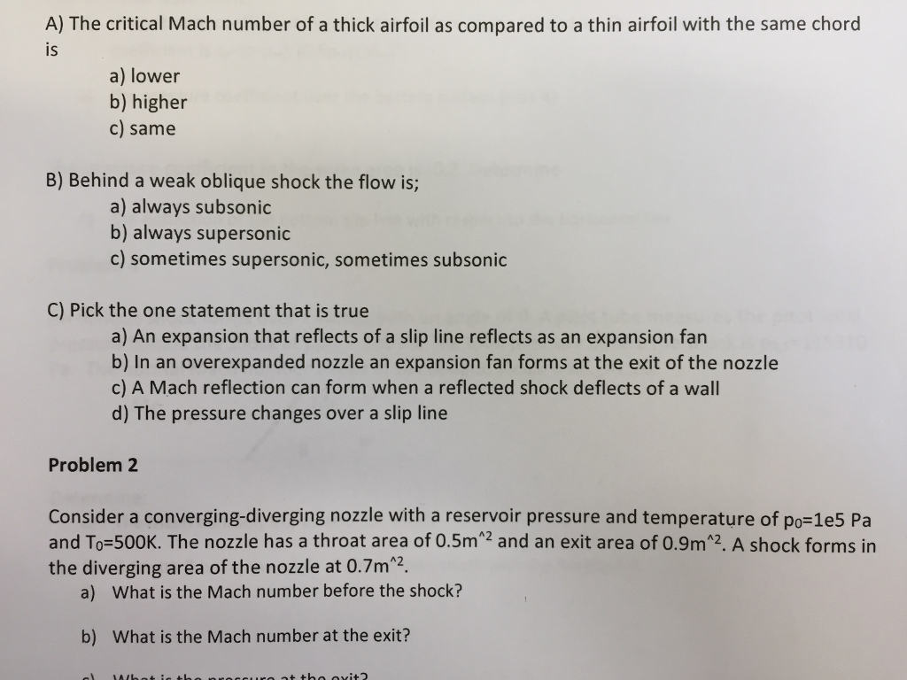 Solved The critical Mach number of a thick airfoil as | Chegg.com