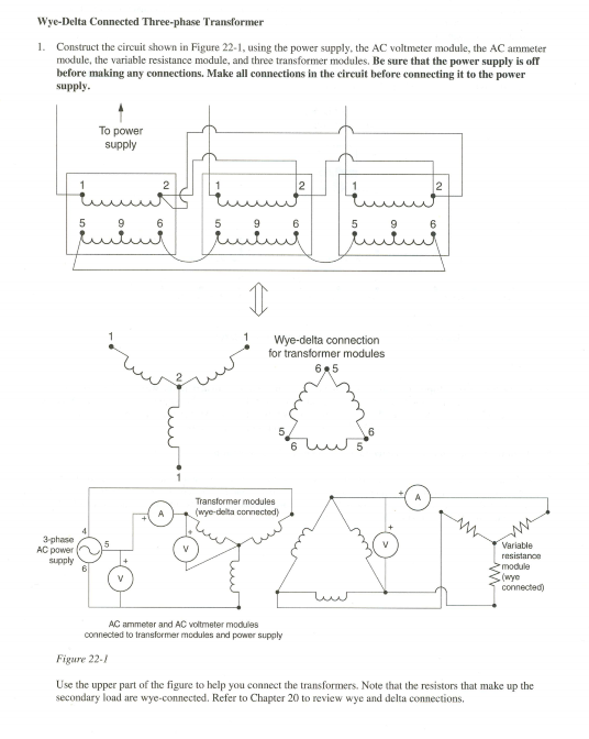 Solved Wye-Delta Connected Three-phase Transformer 1. | Chegg.com