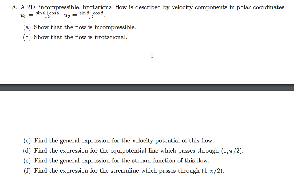 Solved A 2D, incompressible, irrotational flow is described | Chegg.com
