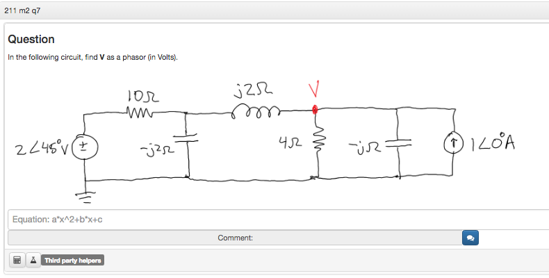 Solved In the following circuit, find V as a phasor (in | Chegg.com