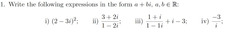 Solved Write the following expressions in the form a + bi, | Chegg.com