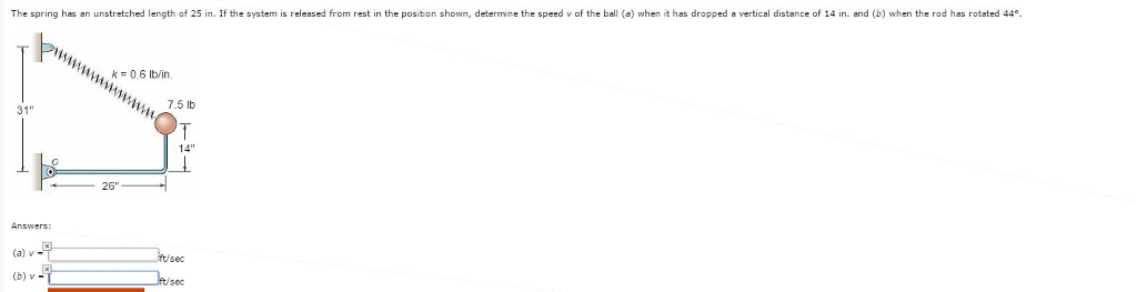 Solved The spring has an unstretched length of 25 in. If the | Chegg.com