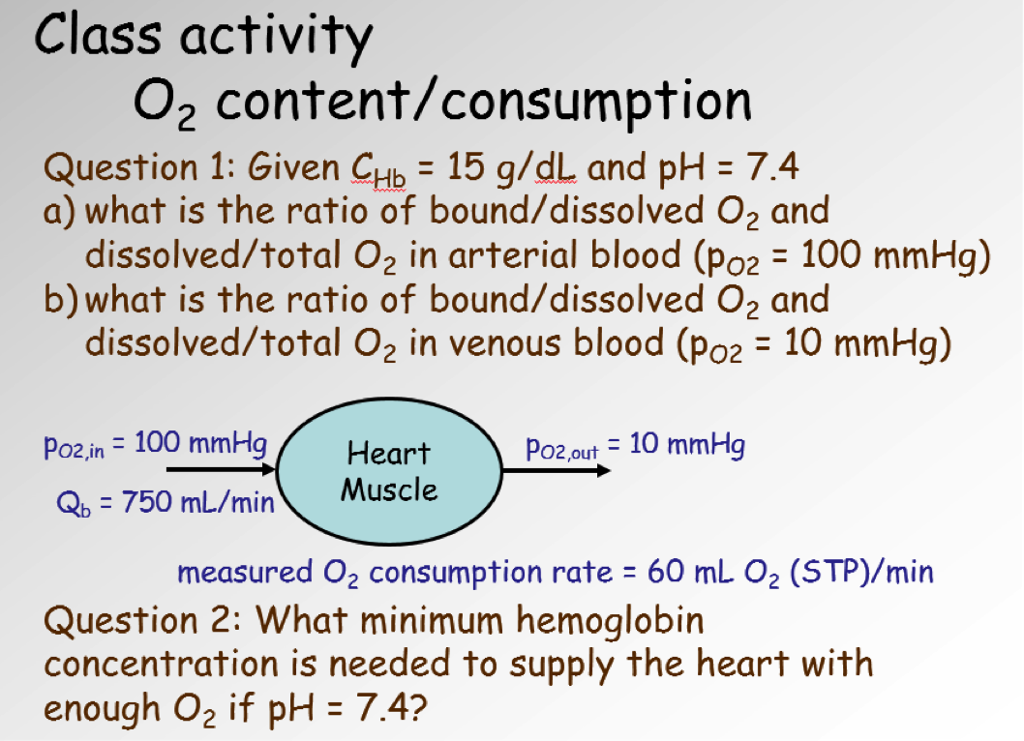 Solved Class activity O2 content/consumption Question 1: | Chegg.com