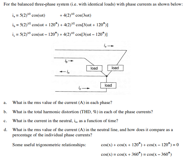 Solved For the balanced three-phase system (i.e. with | Chegg.com