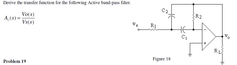 Solved Derive the transfer function for the following Active | Chegg.com