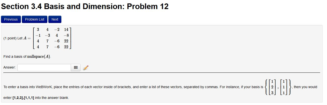 Solved Find a basis of nullspace(A) Please show work, | Chegg.com
