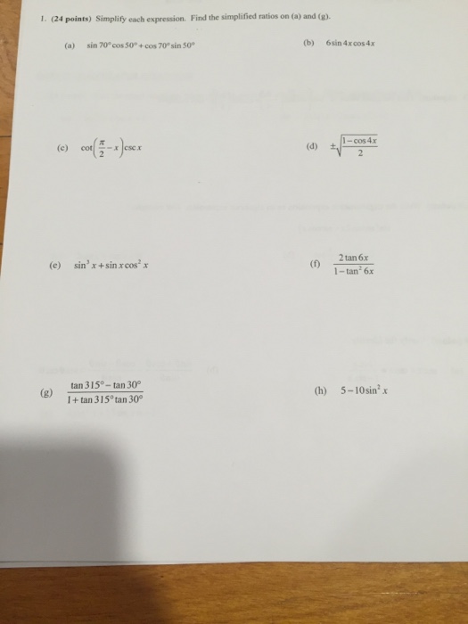 Solved Simplify each expression. Find the simplified ratios | Chegg.com